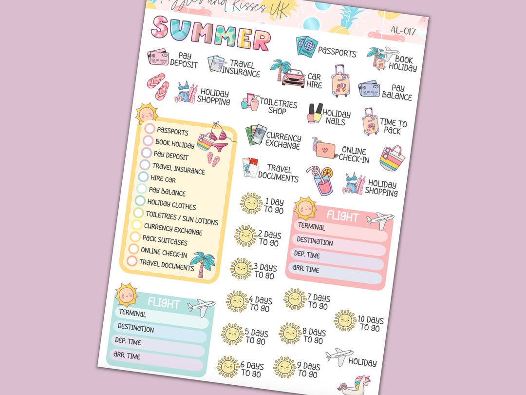 Holiday Vacation Planner Sticker | Holiday Checklist | Reminder Planner ...