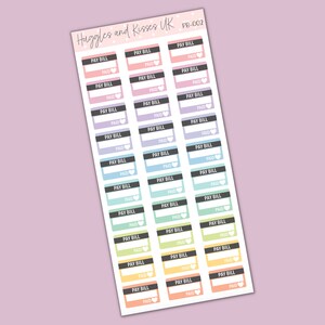 Pay A Bill Planner Sticker / Pastel Colours | Finance Planner Stickers ...