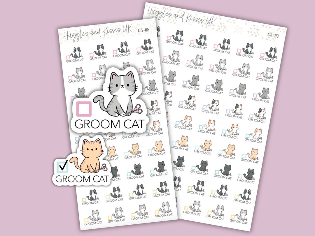Groom the Cat Planner Sticker | Kitty Grooming Reminder Stickers ...