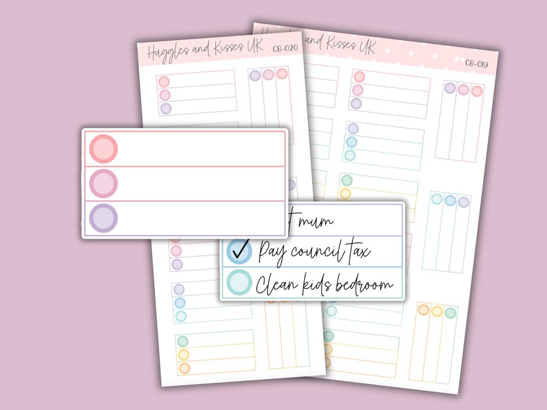 To Do Checkbox Planner Sticker Strips | Colour Checklist Boxes ...