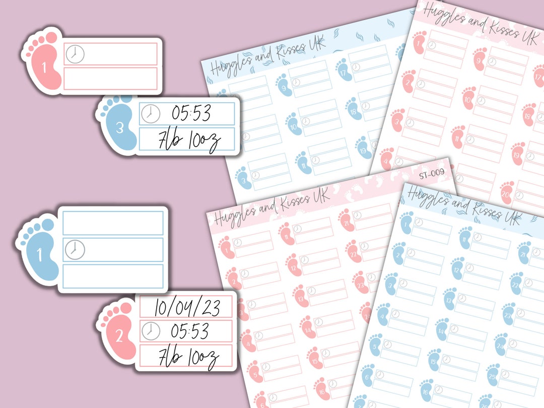 Baby Feet Stickers | Student Birth Counter Stickers | Labels for ...