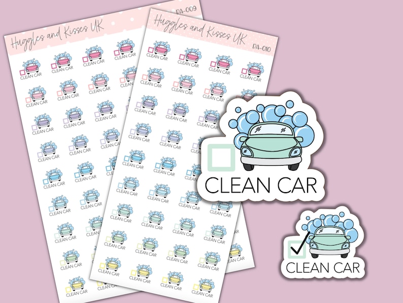 Clean Car Planner Sticker | Pastel Colours | Car Wash to Do Planner ...
