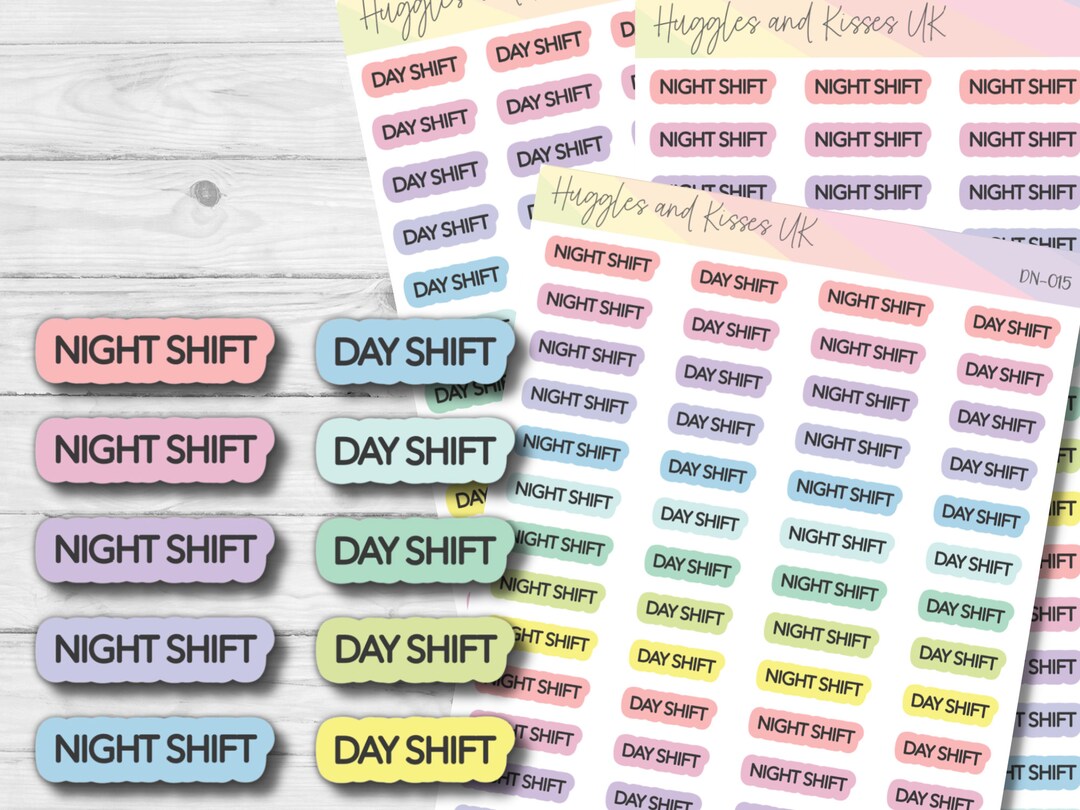 Day Shift / Night Shift | Rainbow Colours | Planner Stickers | Labels ...
