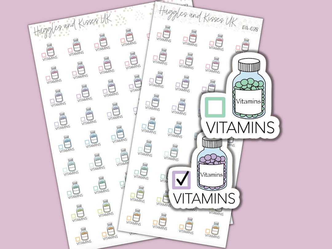 Vitamins Planner Sticker | Pastel Colours | to Do Planner Stickers ...