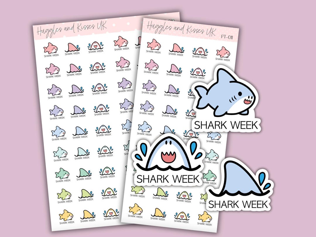Shark Week Tracker Planner Sticker | Menstrual Cycle Planner Stickers ...