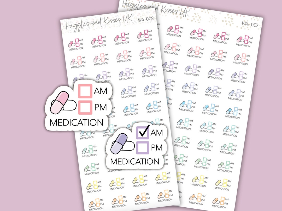 Medication Planner Sticker | Pastel Colours | Pill Reminder Planner ...