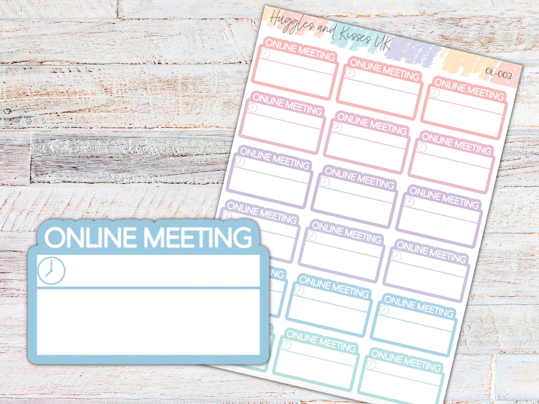 Online Meeting Planner Stickers | Box Stickers | Planner Stickers ...