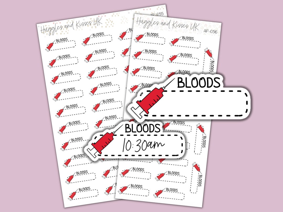 Bloods Planner Sticker | Blood Test Appointment Planner Stickers ...