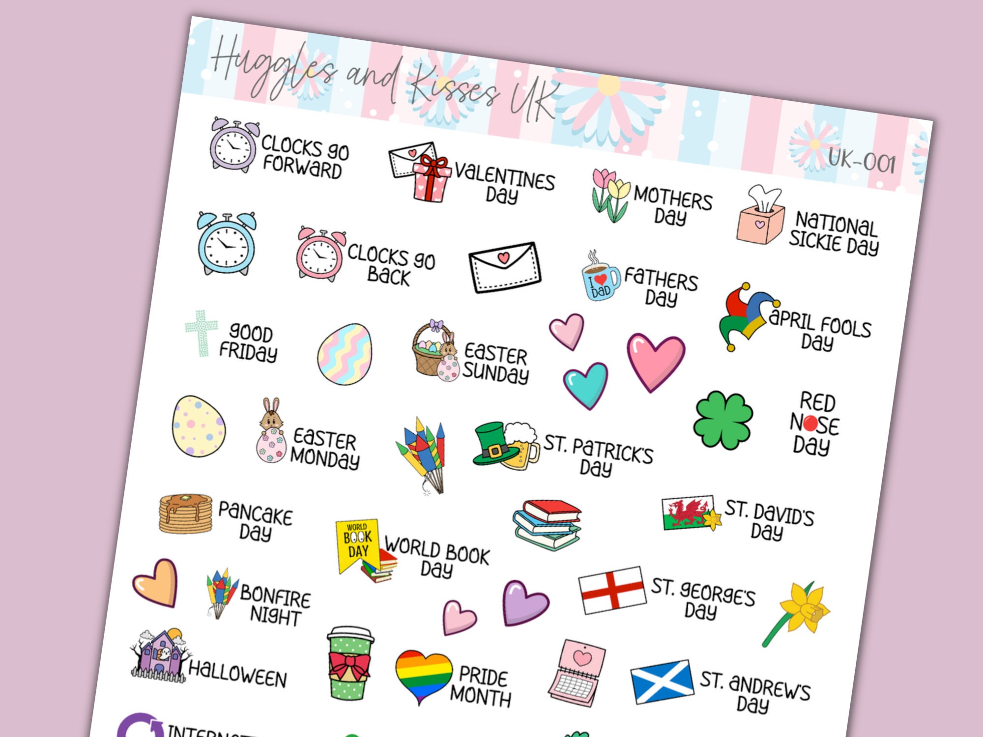 UK Yearly Events Planner Sticker | National Holiday Stickers | Reminder ...