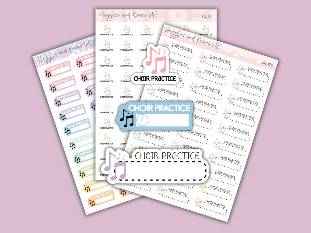 Choir Practice Planner Stickers | Music Lesson Box Stickers | Lesson ...