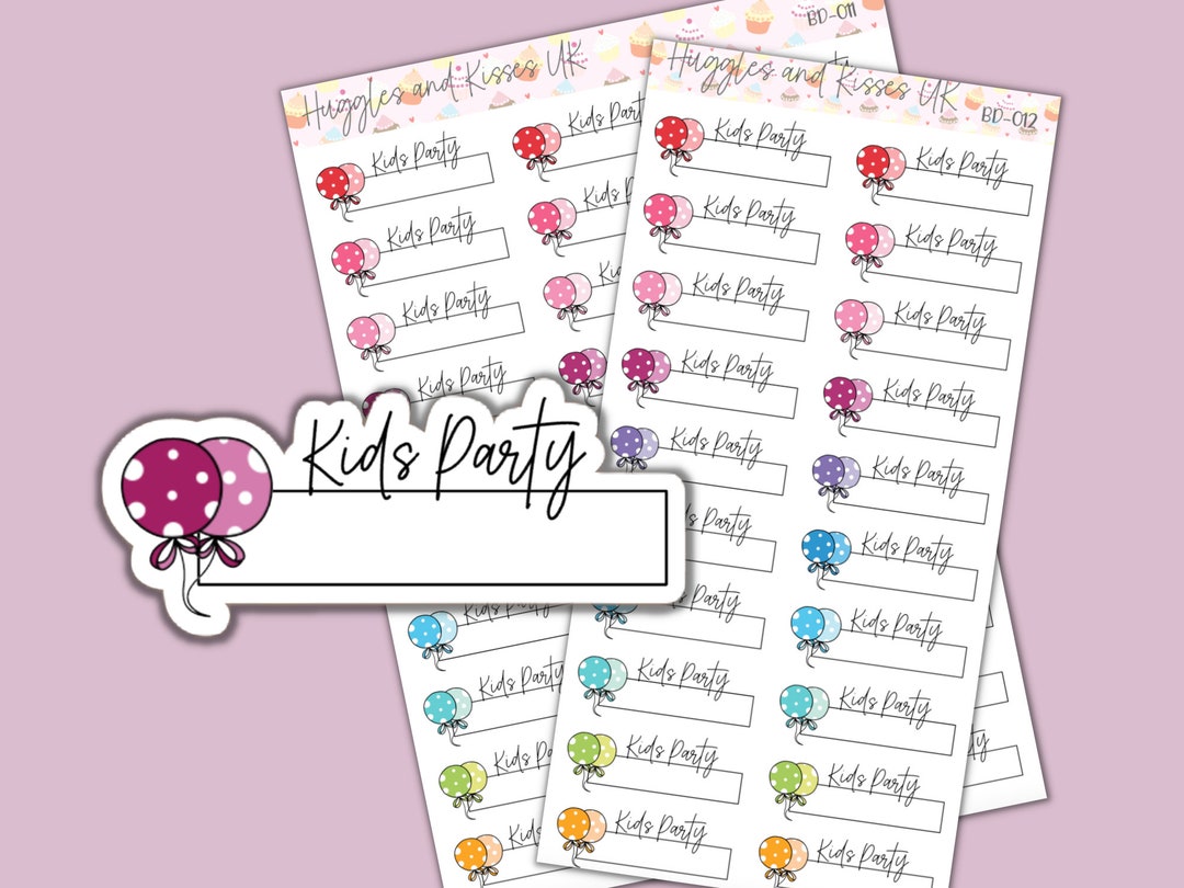 Kids Party Planner Stickers Children's Party Reminder Stickers Planner ...