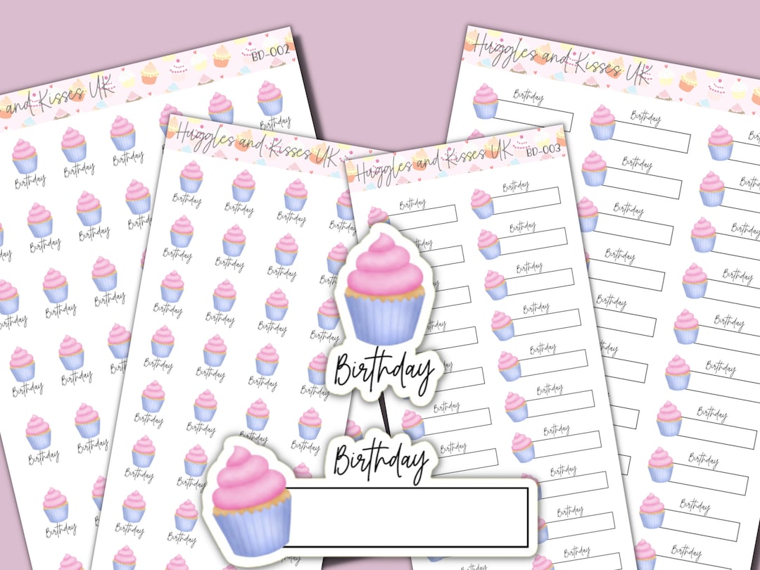 Birthday Cupcake Planner Stickers | Birthday Box Stickers | Planner ...