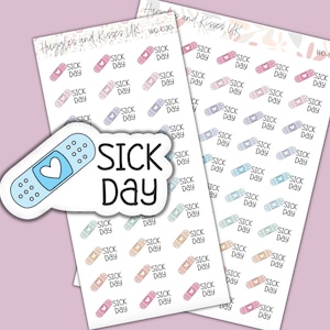 Sick Day Planner Sticker Band-aid Icon Pastel Colours Planner Stickers ...