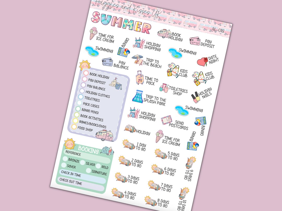 Caravan Holiday Vacation Planner Sticker | Holiday Checklist | Reminder ...