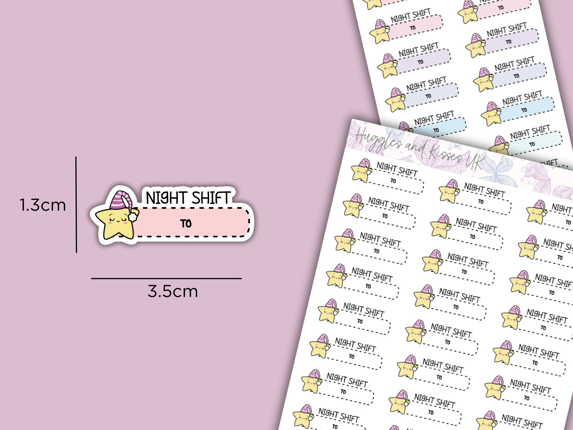 Night Shift From and to | Pastel Rainbow Colours | Planner Stickers ...