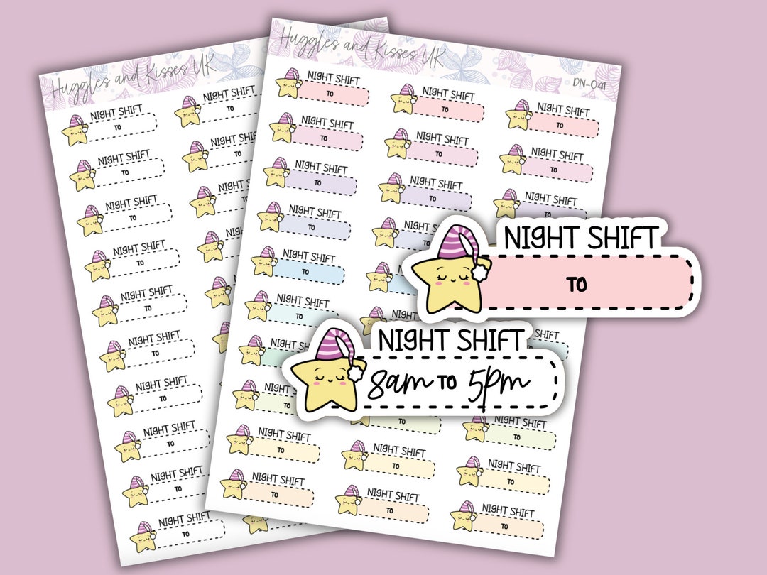 Night Shift From and to | Pastel Rainbow Colours | Planner Stickers ...