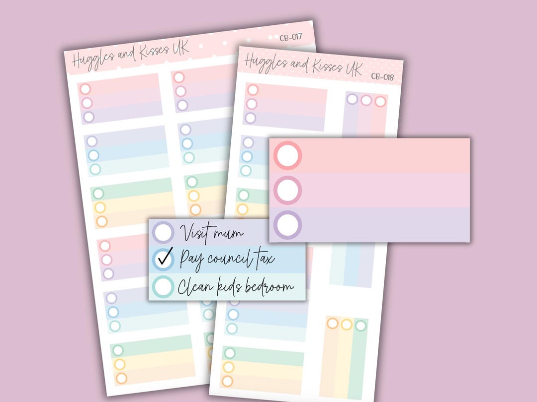 To Do Checkbox Planner Sticker Strips | Colour Checklist Boxes ...