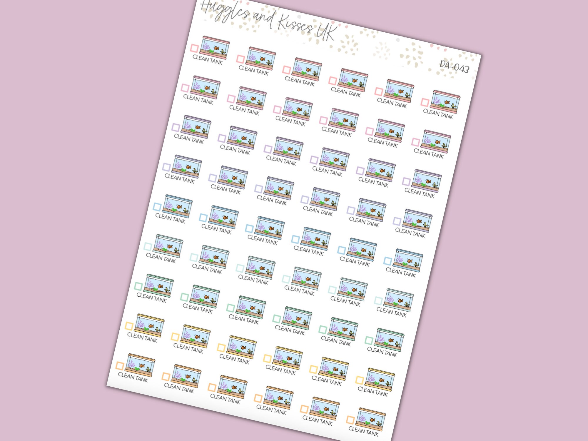 Clean Fish Tank Planner Sticker | Pastel Colours | Fish Tank Planner ...