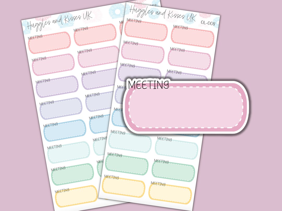 Blank Meeting Reminder Planner Stickers | Medium Text Box | Planner ...