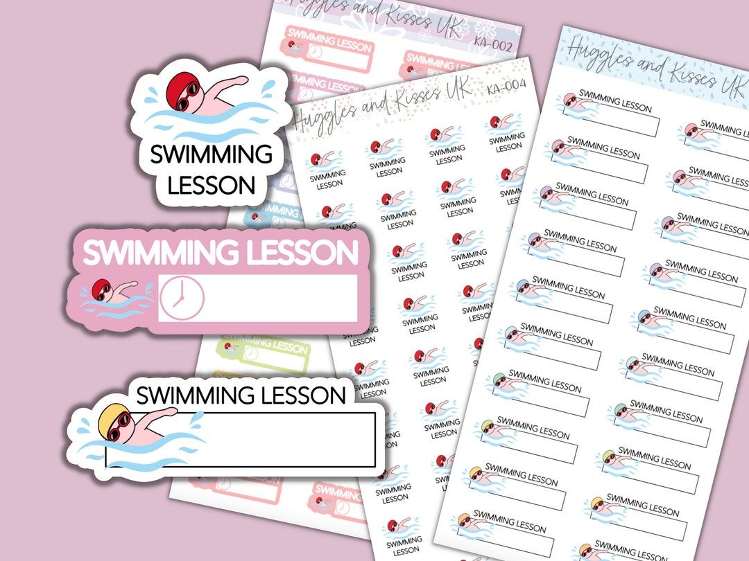 Swimming Lesson Planner Stickers | Swimming Box Stickers | Planner ...
