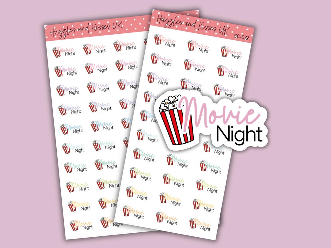 Movie Night Planner Stickers | Popcorn Stickers | Planner Stickers ...