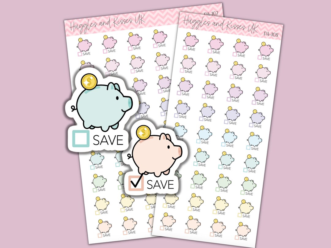 Savings Planner Sticker | Pastel Colours | Piggy Bank Planner Stickers ...