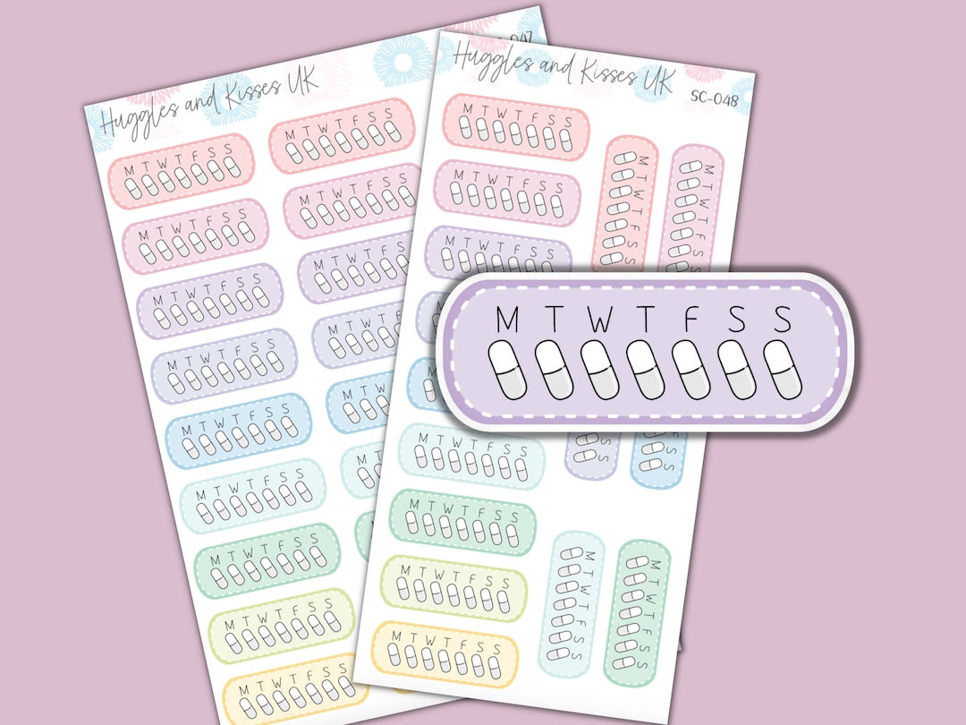 Weekly Medication Tracker Stickers | Pastel Colours | Daily Medication ...
