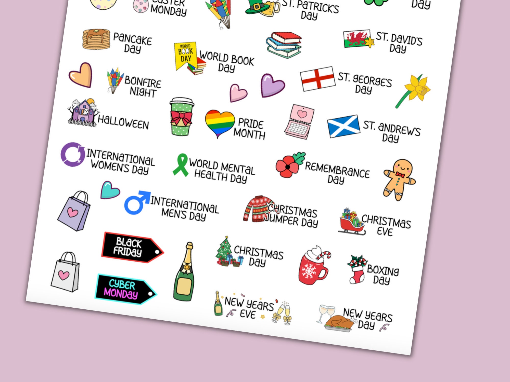 UK Yearly Events Planner Sticker | National Holiday Stickers | Reminder ...