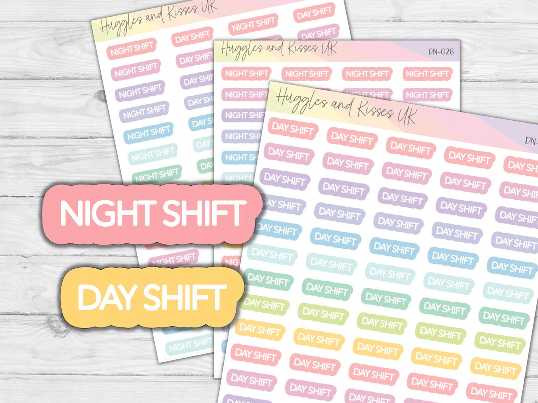 Day Shift / Night Shift | Rainbow Colours | Planner Stickers | Labels ...