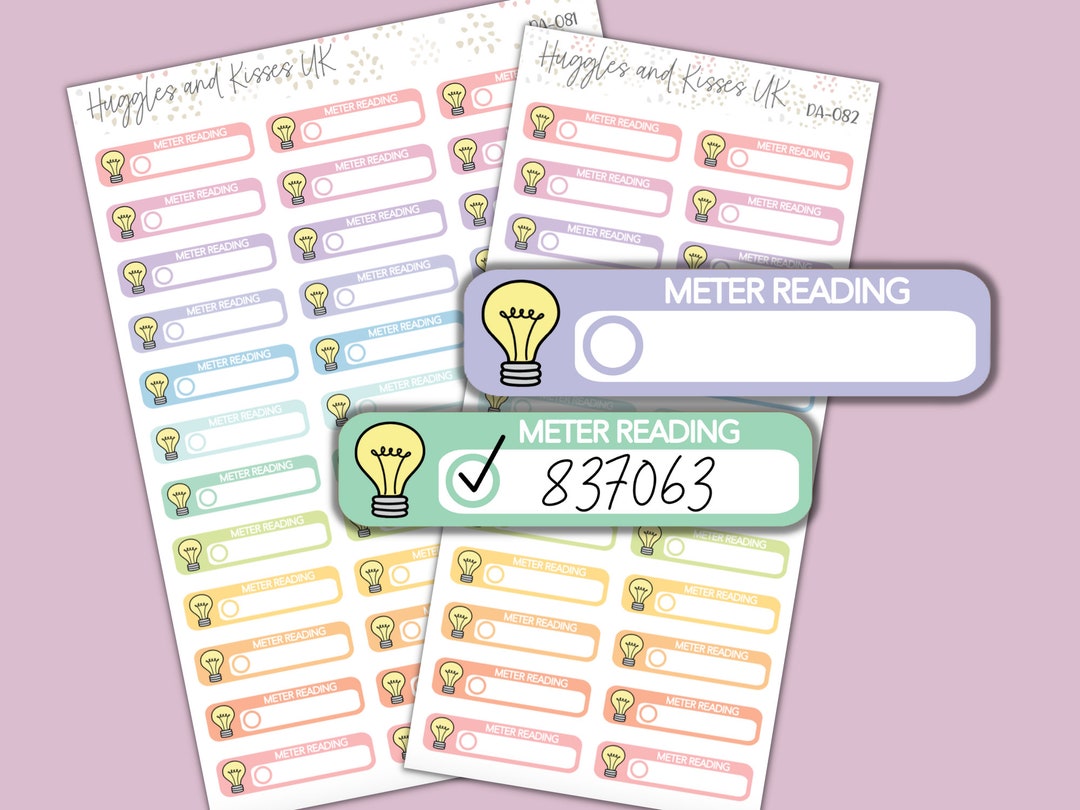 Electric Meter Reading Planner Sticker | Pastel Colours | Textbox to Do ...