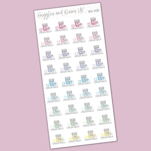 Order Meds Planner Sticker | Pastel Colours | Order Medication Reminder ...