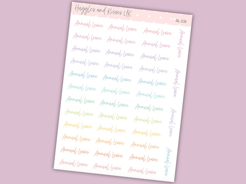 Annual Leave Planner Stickers | Font Stickers | Planner Stickers ...