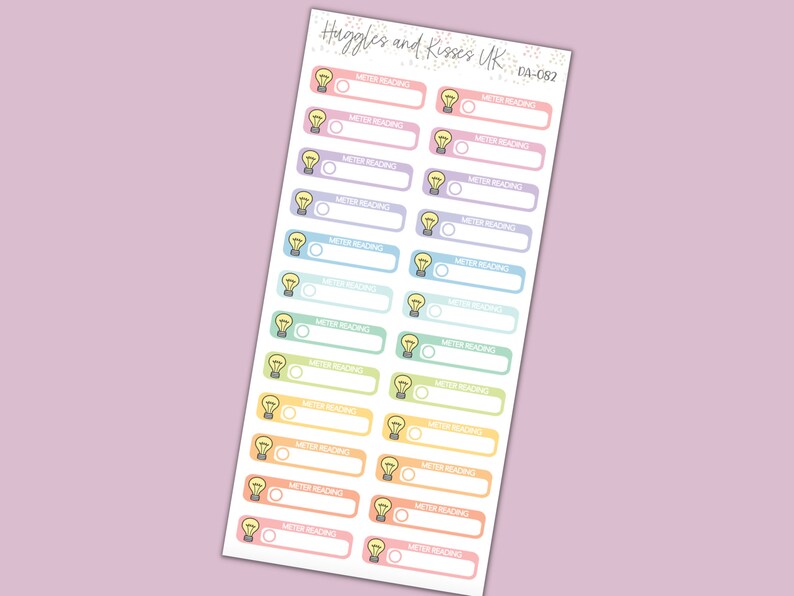 Electric Meter Reading Planner Sticker | Pastel Colours | Textbox to Do ...