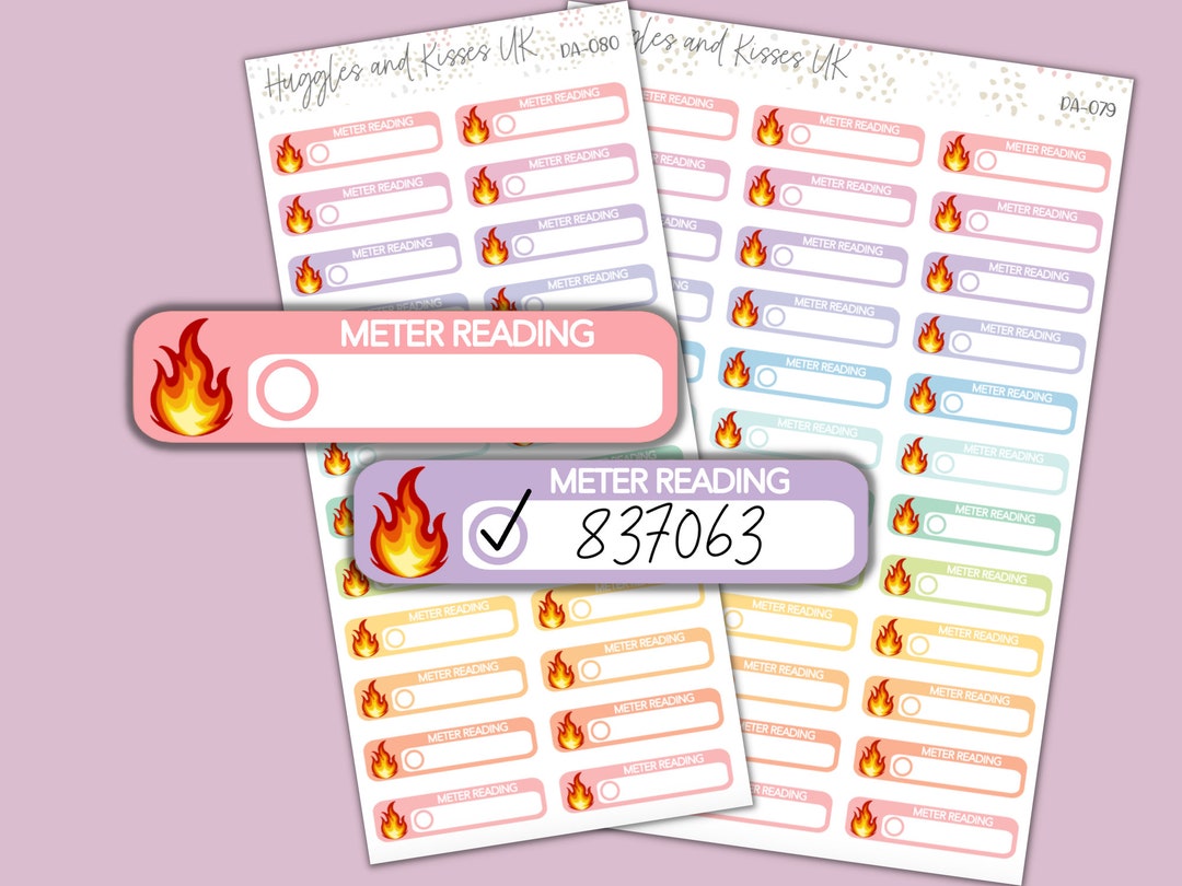 Gas Meter Reading Planner Sticker | Pastel Colours | Textbox to Do ...