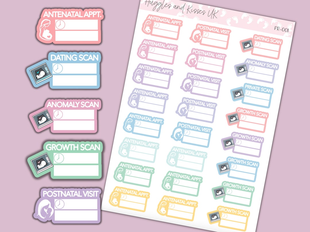 Pregnancy Antenatal, Postnatal and Ultrasound Scan Stickers Pregnancy ...