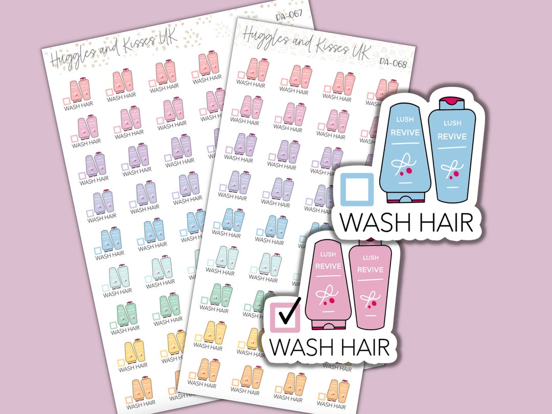 Wash Hair Planner Sticker | Pastel Colours | Shampoo Conditioner Basket ...