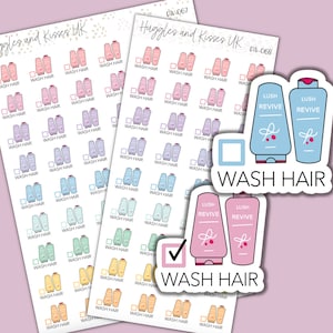 Wash Hair Planner Sticker | Pastel Colours | Shampoo Conditioner Basket ...