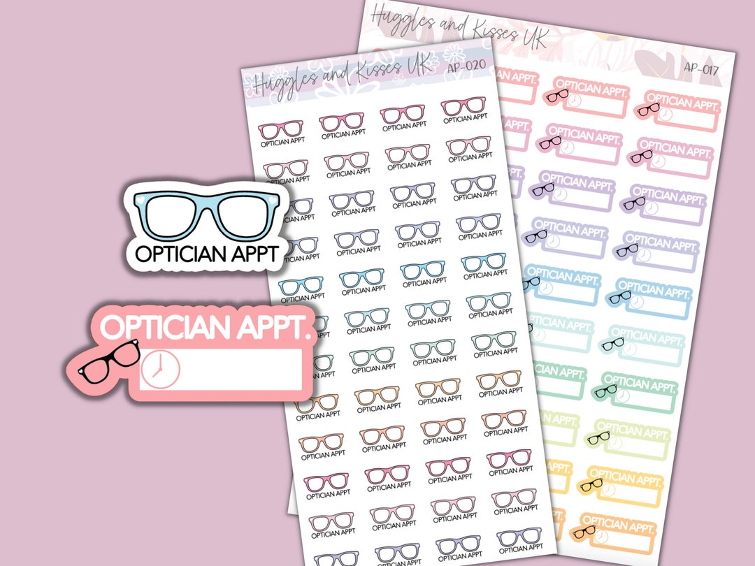 Optician Appointment Planner Stickers: Glasses Icon, Textbox Labels - Etsy