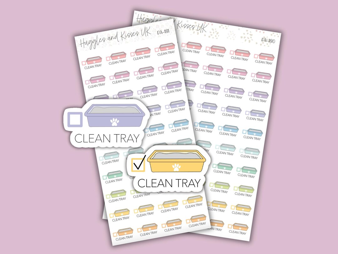Clean Litter Tray Planner Sticker | Kitty Litter Tray Planner Stickers ...