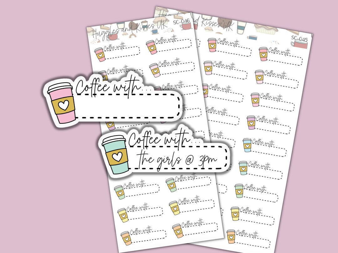 Coffee Date Planner Stickers: Coffee Cup Labels - Etsy