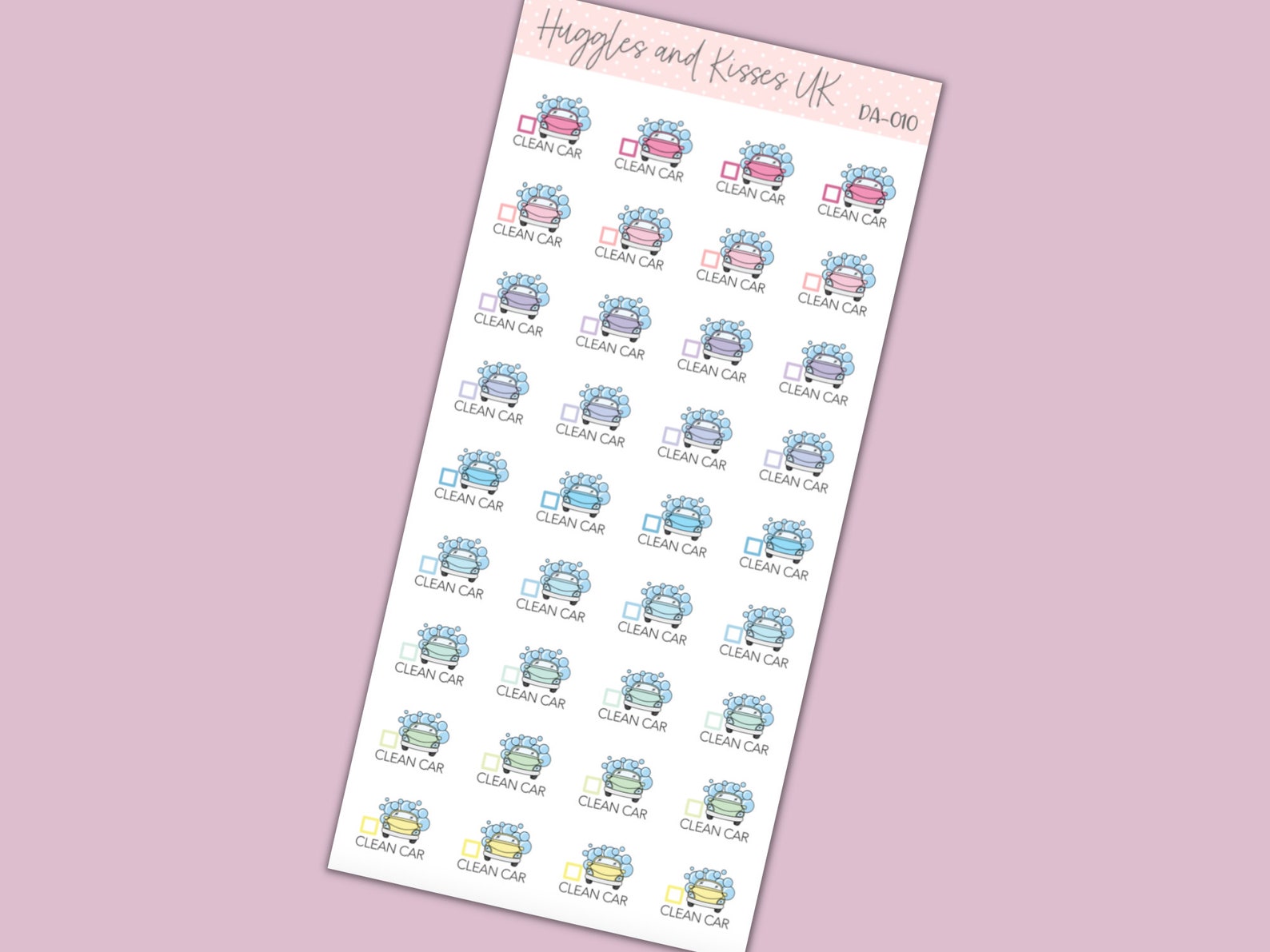 Clean Car Planner Sticker | Pastel Colours | Car Wash to Do Planner ...
