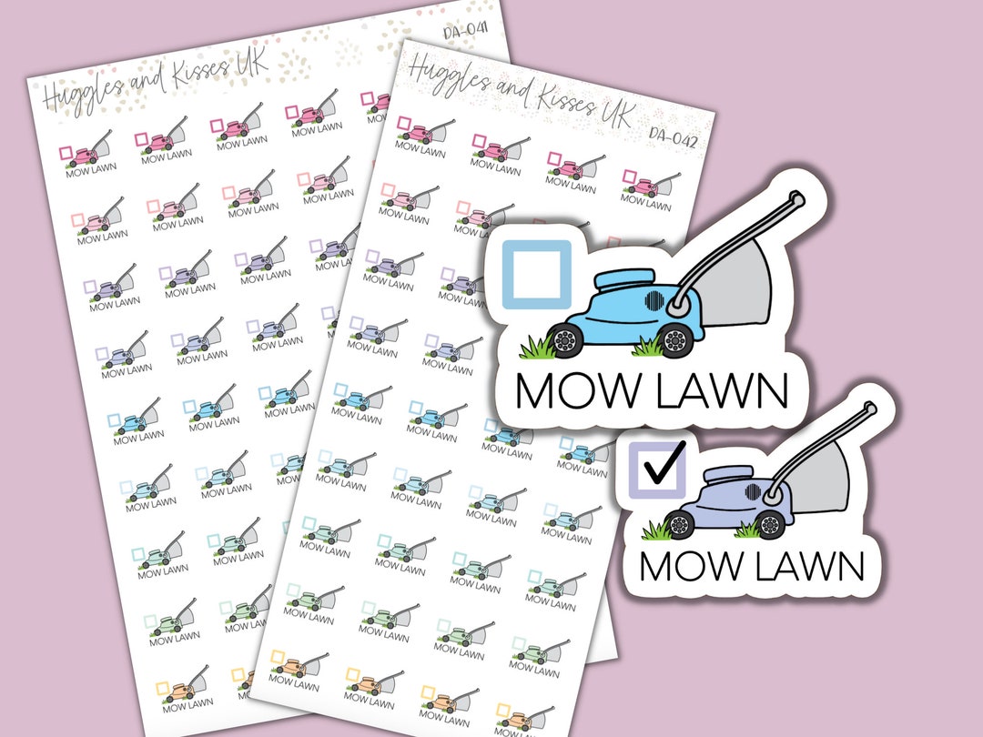 Mow the Lawn Planner Sticker | Pastel Colours | Lawn Mower Planner ...