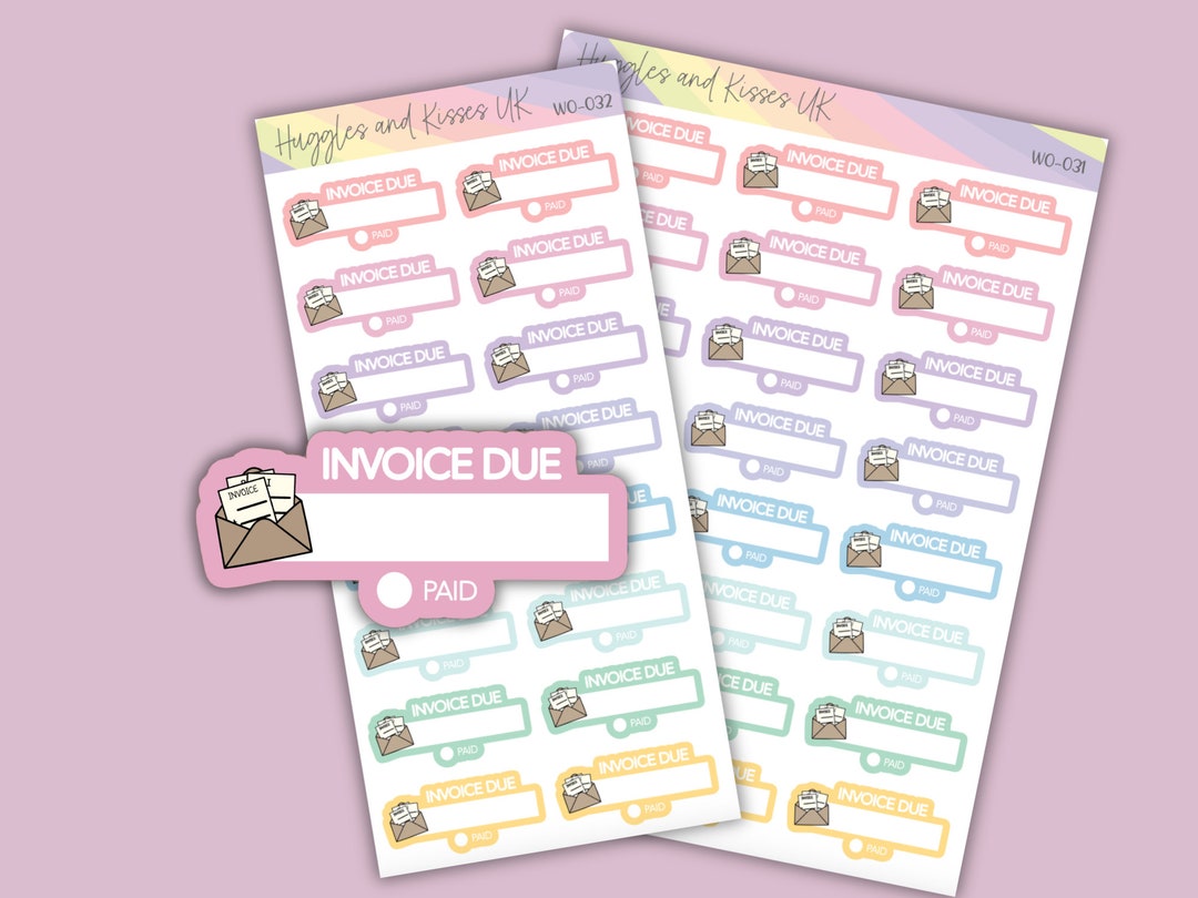 Invoice Due | Rainbow Colours | Tick Box Planner Stickers | Labels for ...