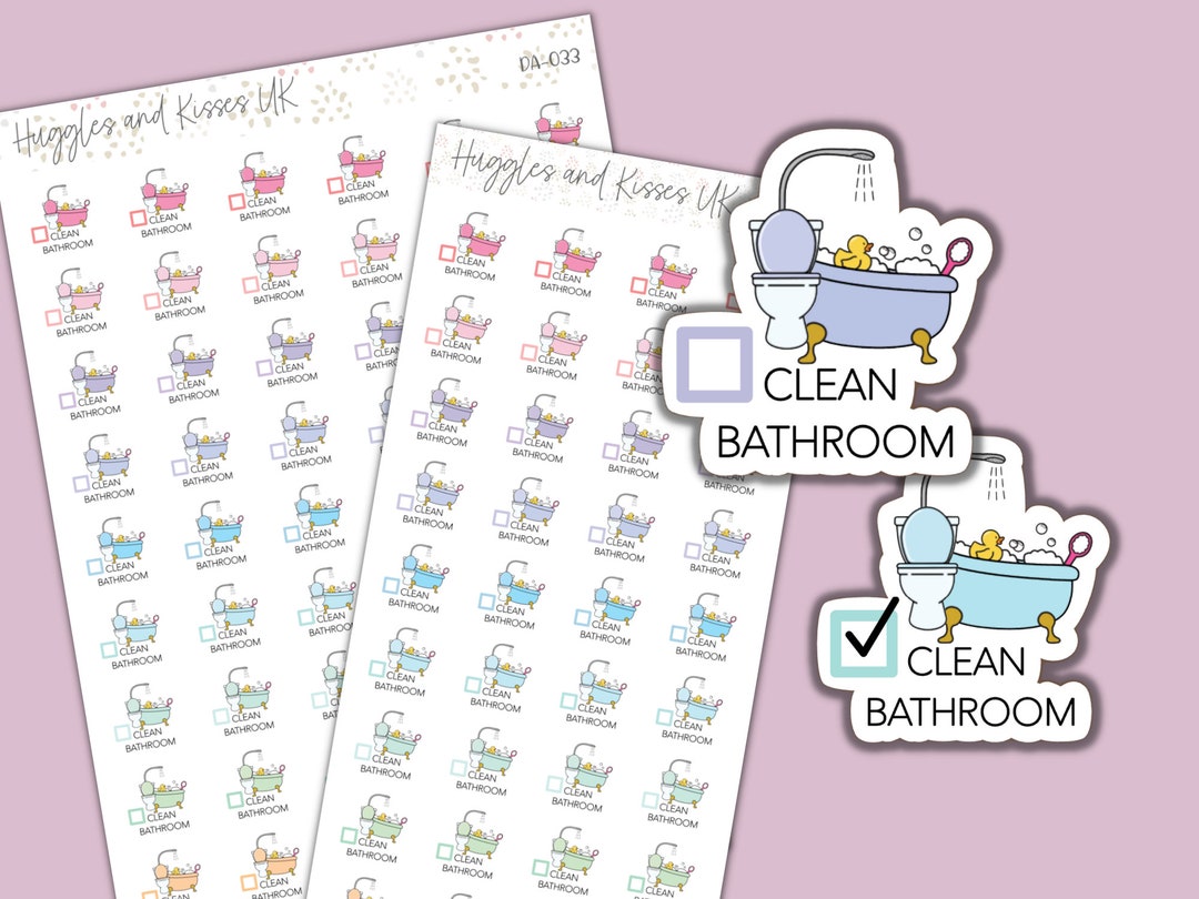 Clean Bathroom Planner Sticker | Pastel Colours | Bathroom to Do ...