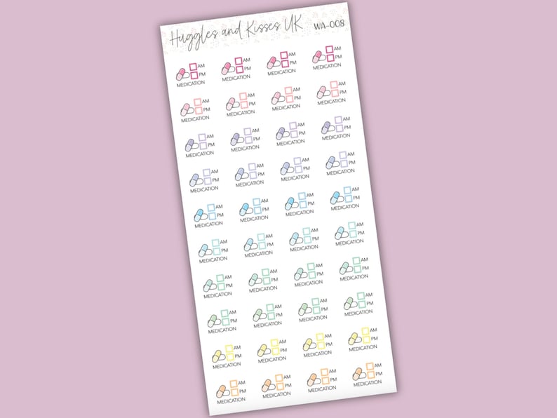 Medication Planner Sticker | Pastel Colours | Pill Reminder Planner ...