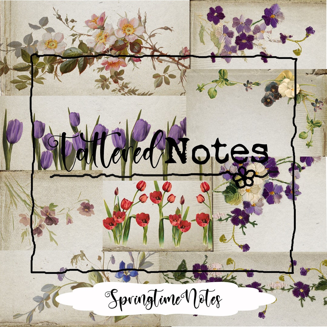 Springtime Notes, 18 Pages of Vintage, Writable Spring Flower ...
