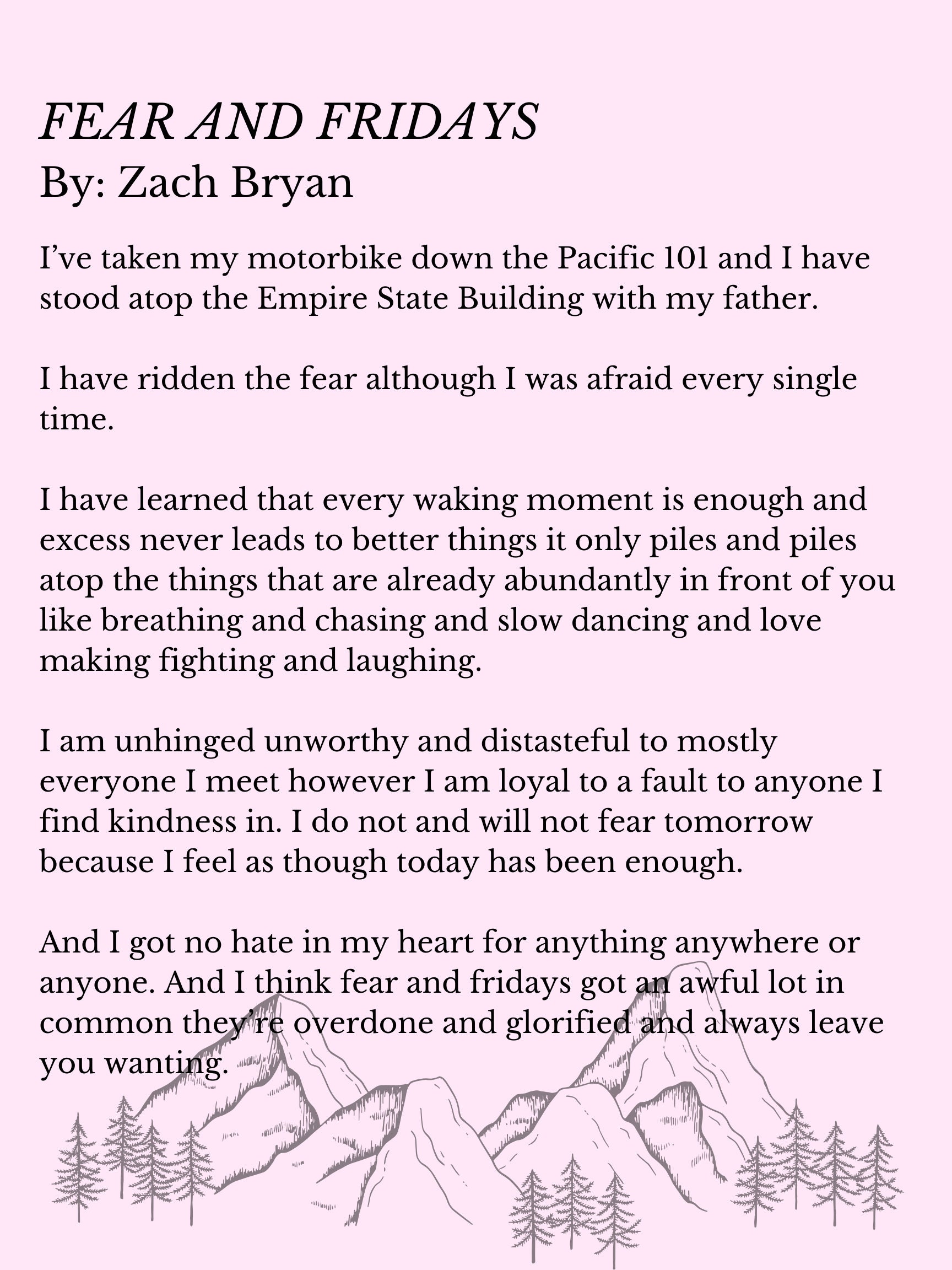 Fear and Fridays Poster Zach Bryan - Etsy