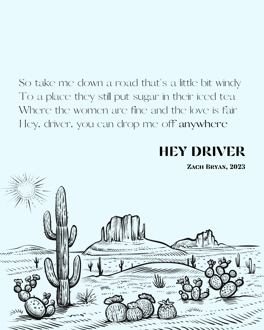 Hey Driver Lyrics Zach Bryan Poster - Etsy