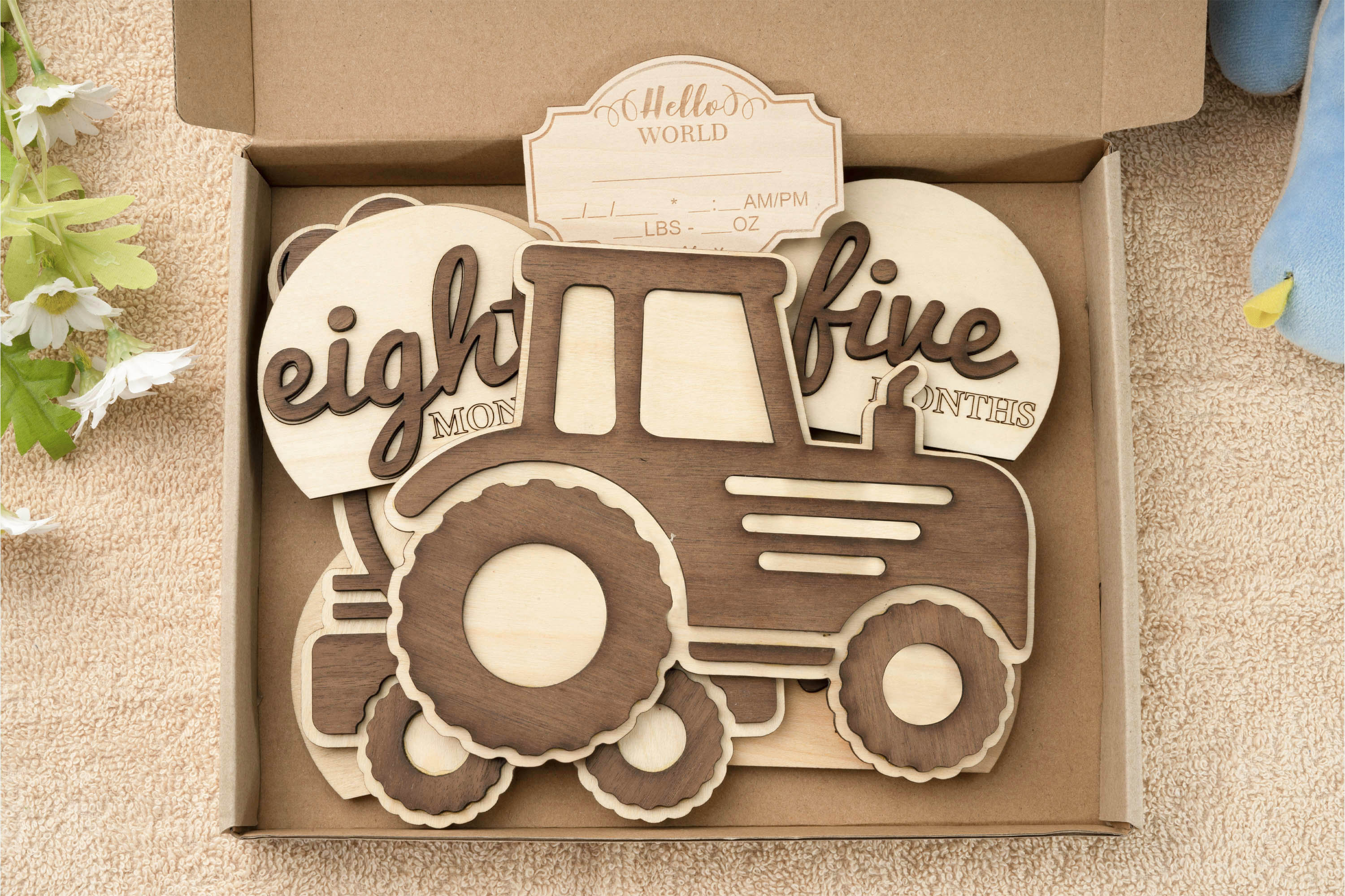 Tractor Baby Monthly Milestone Photo Prop Set: Wooden Farm Theme - Etsy