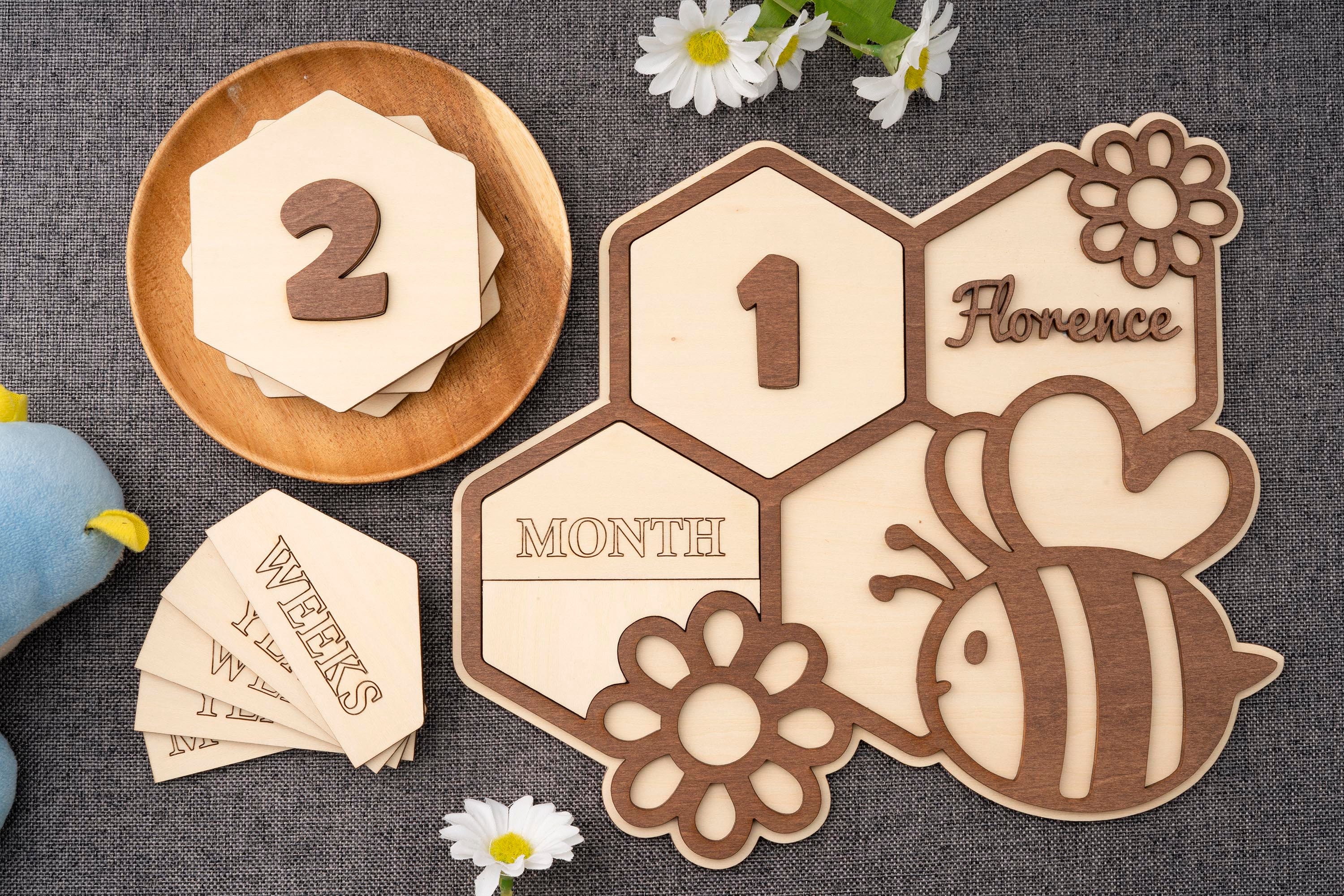 Baby Monthly Milestone Bee. Baby Monthly Sign Set Honeybee. Hello World ...